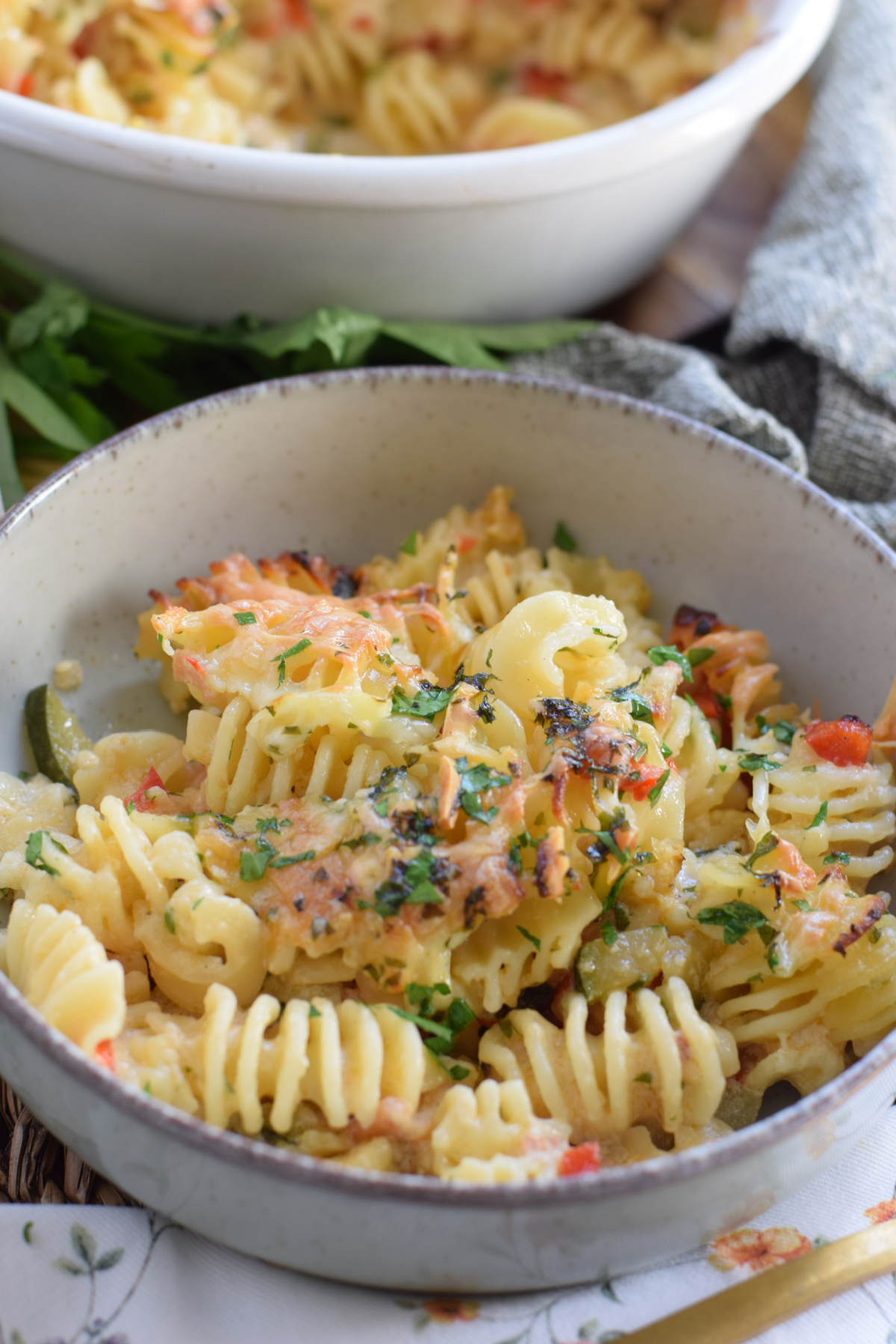 Fusilli Pasta Bake with Bacon and Zucchini - Julia's Cuisine