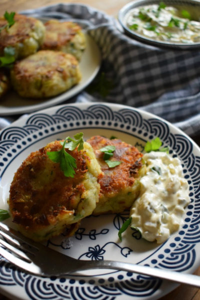 Cod & Leek Cakes with Tartar Sauce - Julia's Cuisine
