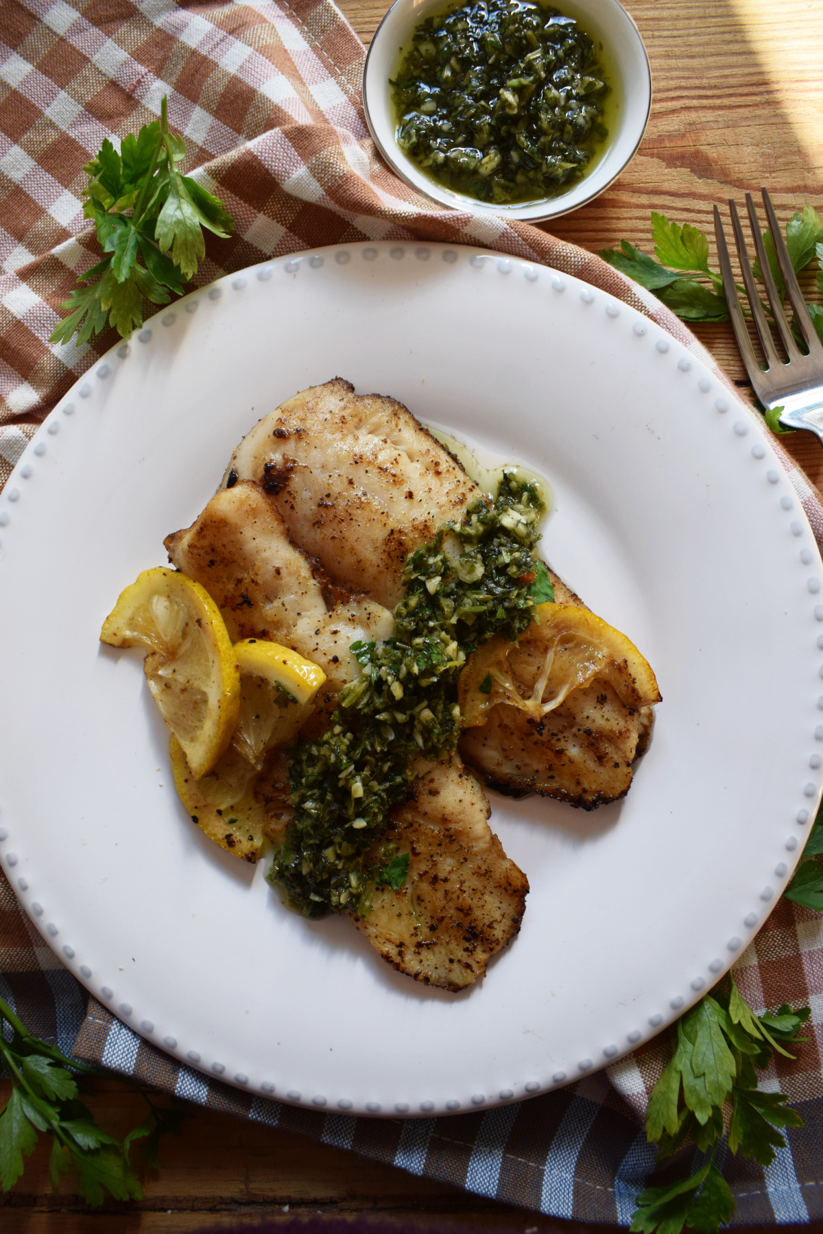 Pan Fried Perch with lemon parsley Sauce - Julia's Cuisine