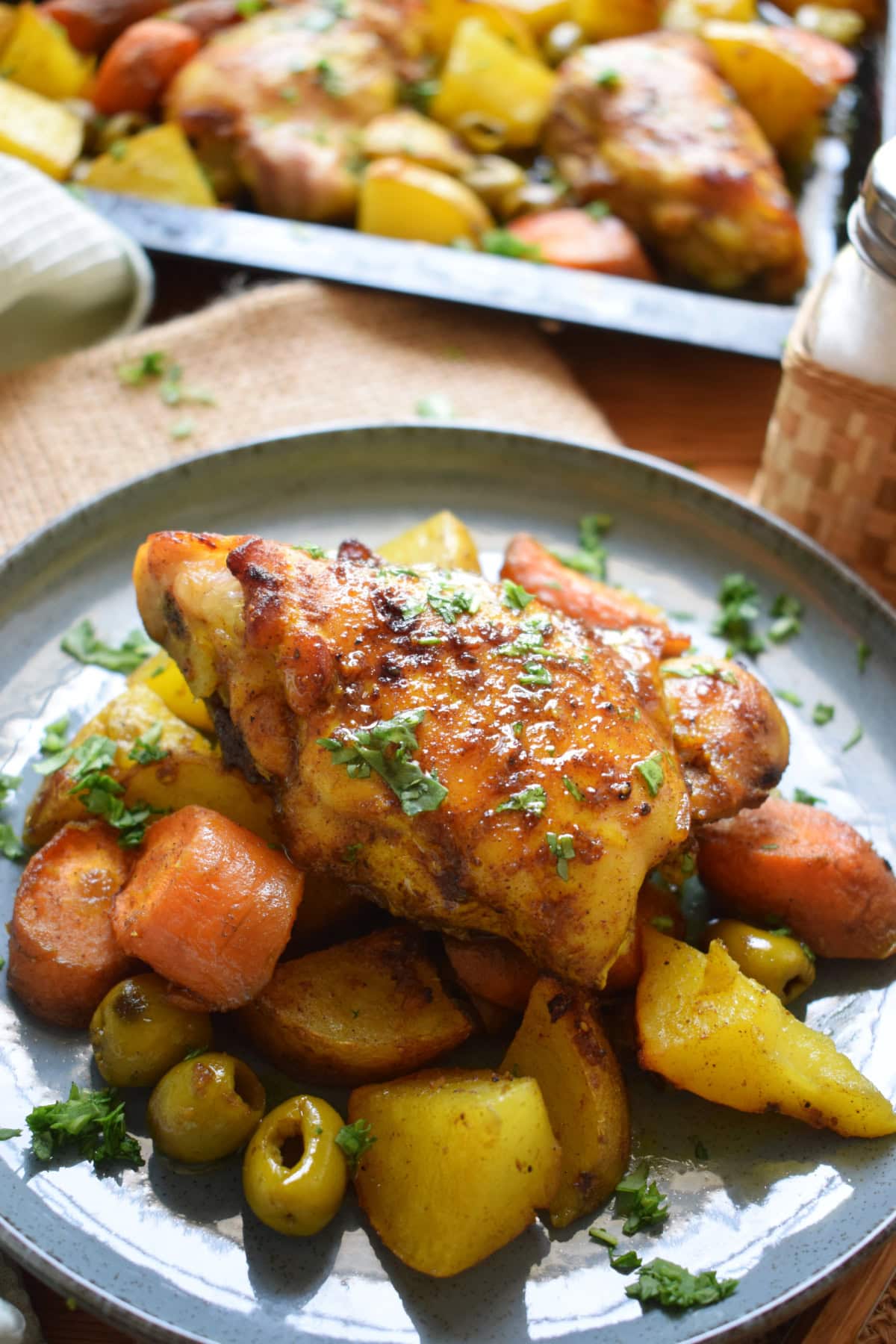 Moroccan spiced Sheet Pan Chicken Dinner - Julia's Cuisine