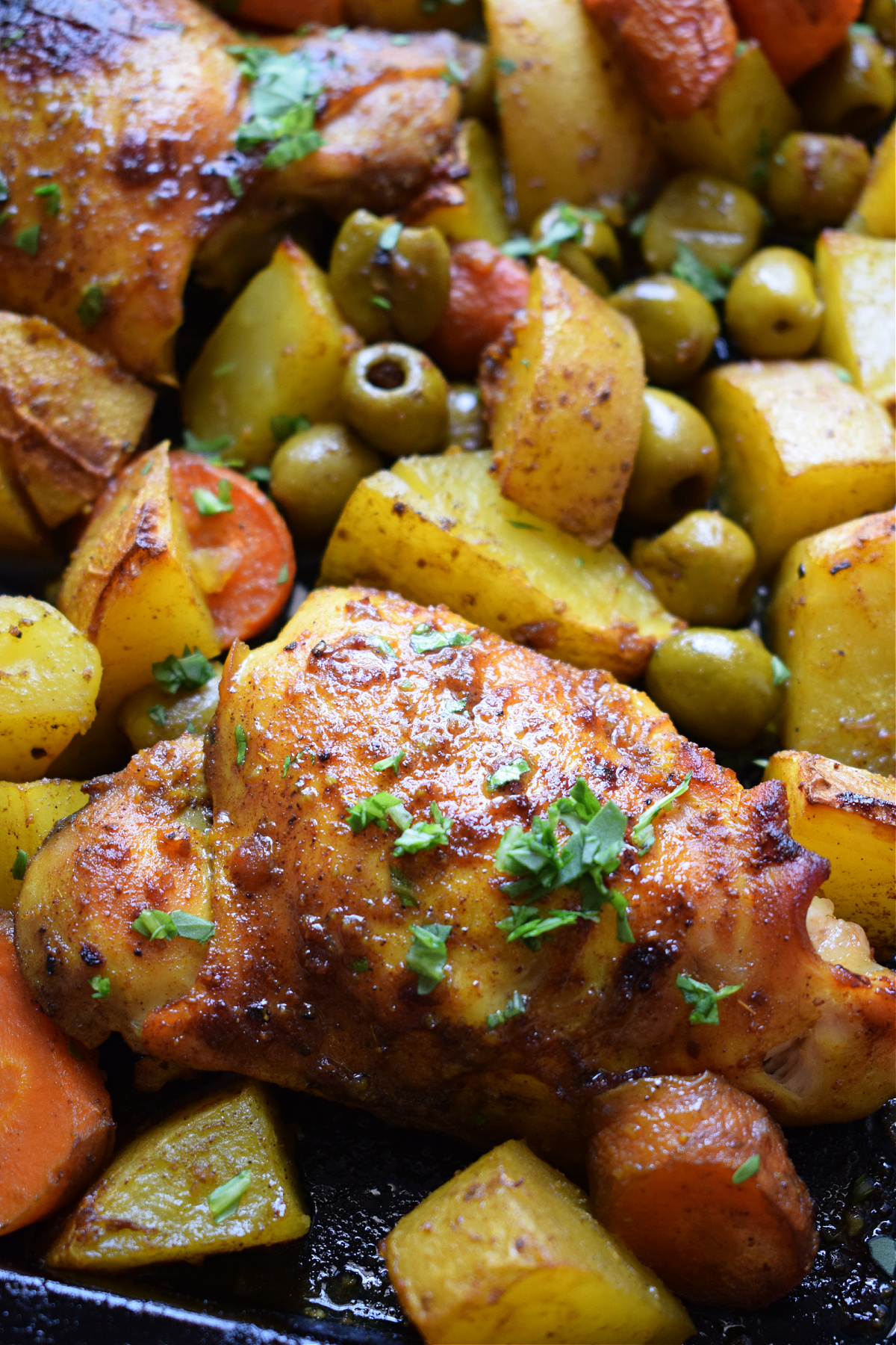 Moroccan spiced Sheet Pan Chicken Dinner - Julia's Cuisine