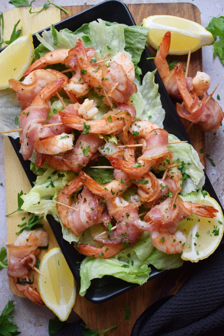 Oven Baked Bacon Wrapped Shrimp - Julia's Cuisine