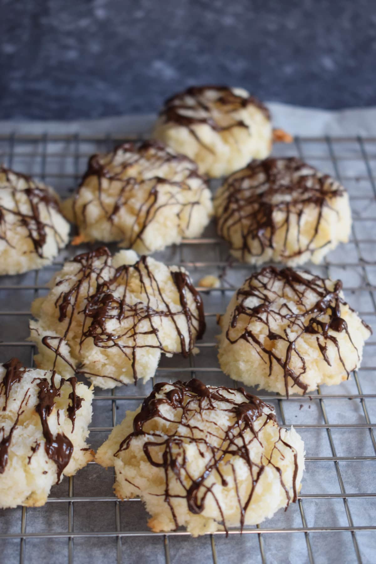 Chocolate Drizzled Coconut macaroons - Julia's Cuisine