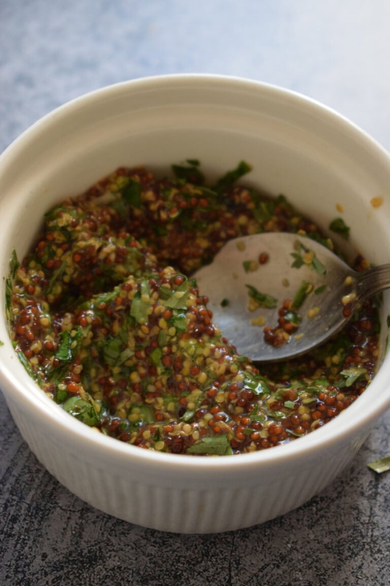 Salmon with Herb Butter Lentils - Julia's Cuisine