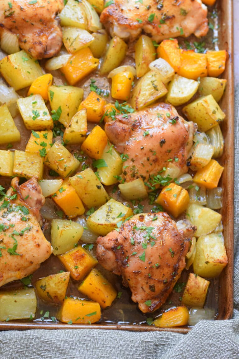 Old Bay Sheet Pan Chicken and Squash - Julia's Cuisine