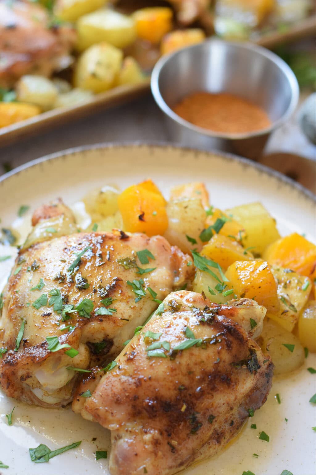 Old Bay Sheet Pan Chicken and Squash - Julia's Cuisine