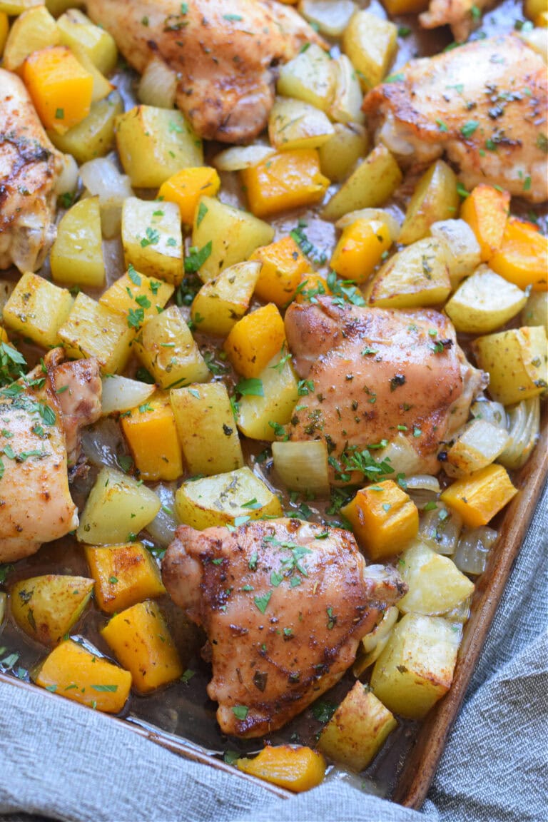 Old Bay Sheet Pan Chicken and Squash - Julia's Cuisine
