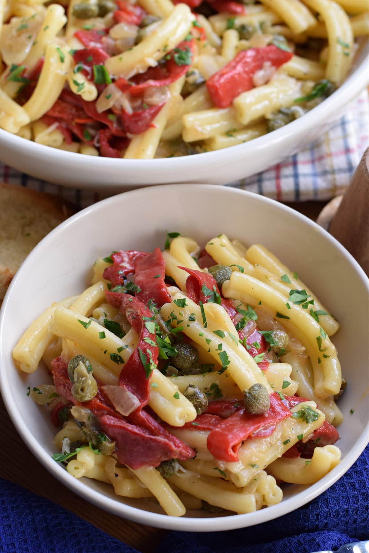 Roasted Red Pepper Pasta with Capers - Julia's Cuisine