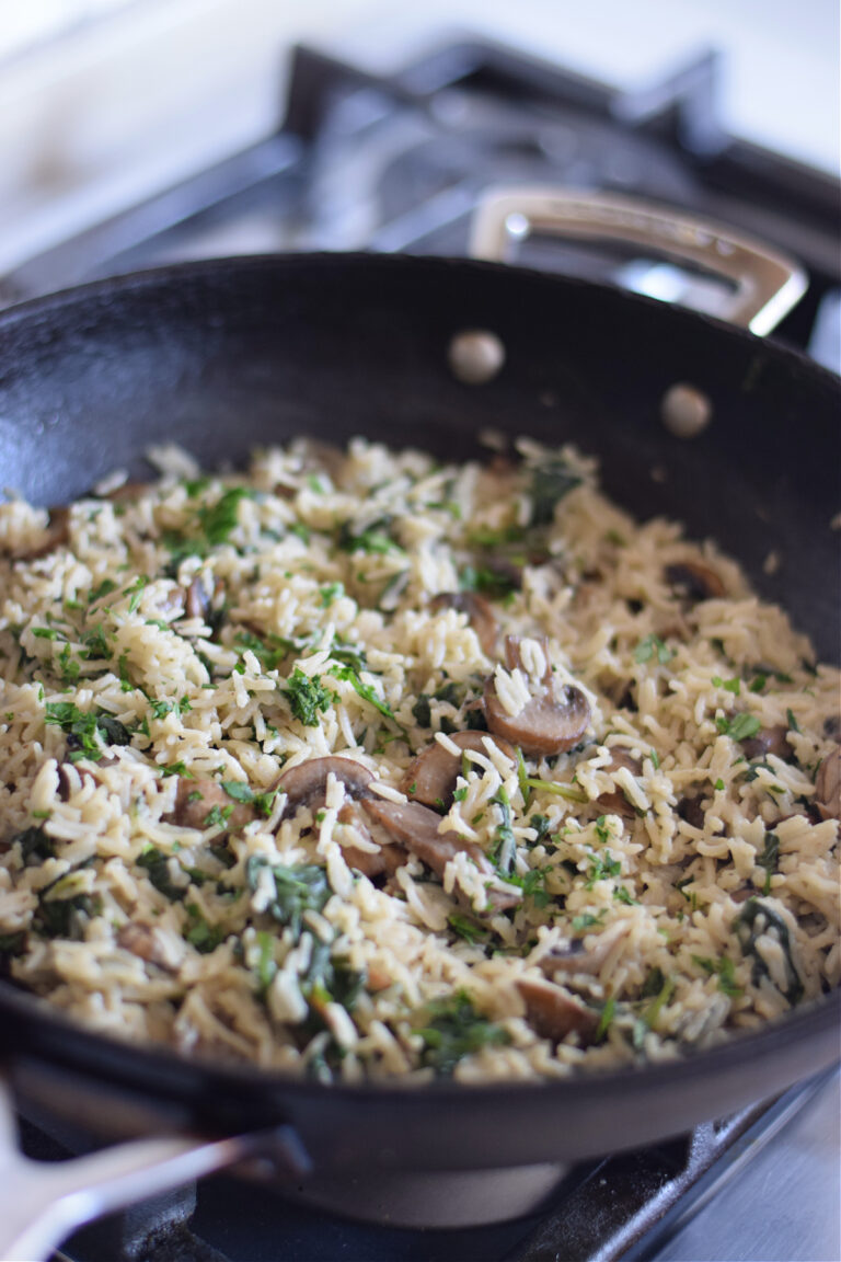 Spinach Mushroom Rice - Julia's Cuisine