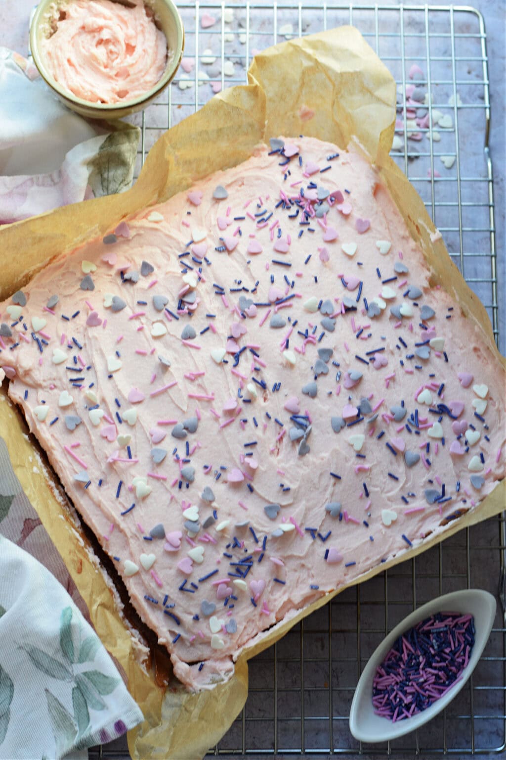 Vanilla Cake Squares with Whipped Frosting - Julia's Cuisine