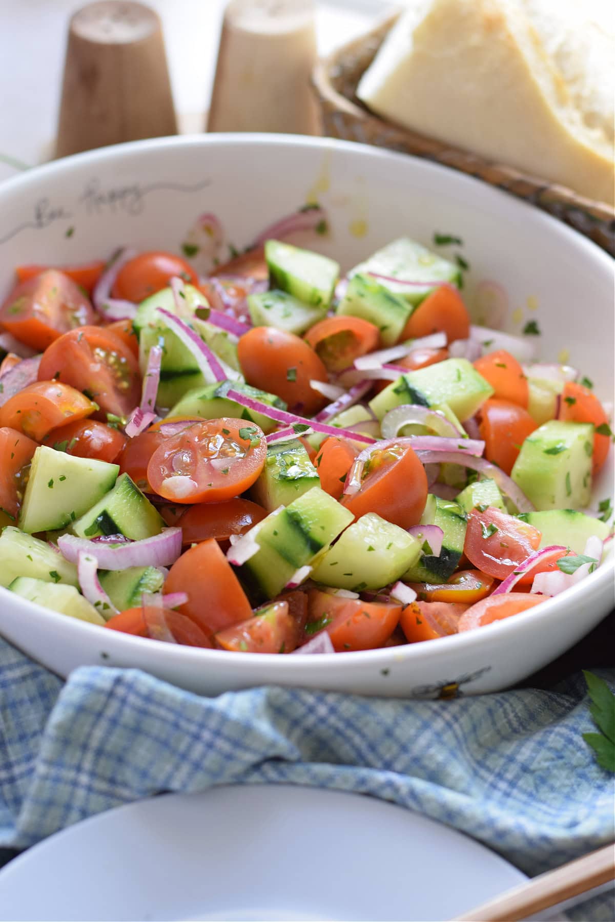 Marinated Cucumber Onion and Tomato Salad - Julia's Cuisine